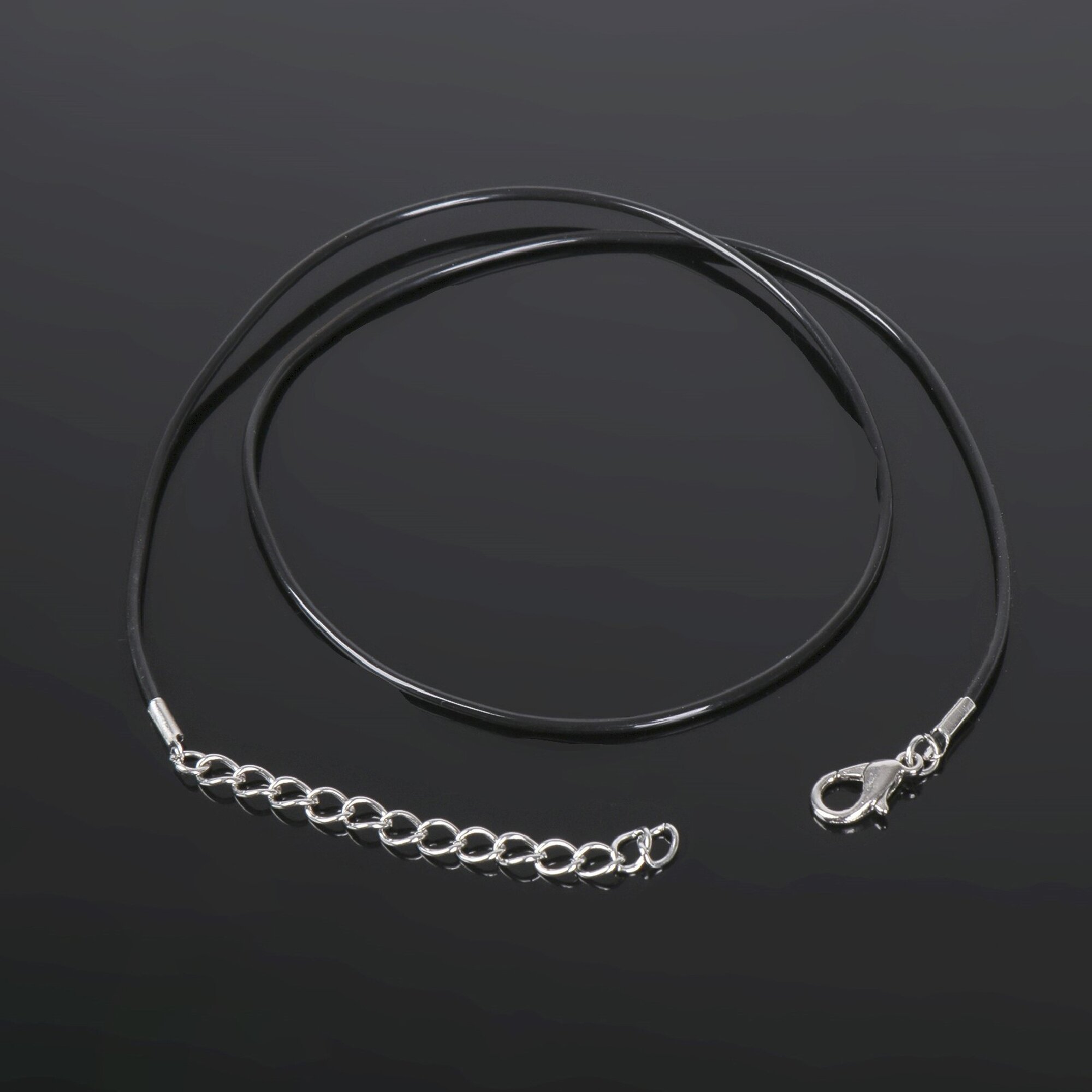 Шнурок каучуковый d=1.5 мм, 45 см с удлинителем, чёрный