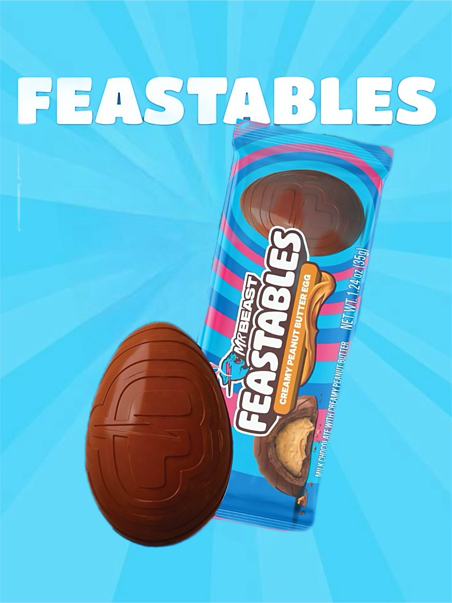 Mr. Beast Feastables PB Cup Egg /Шоколадное яйцо с арахисовым маслом, 35г (США)