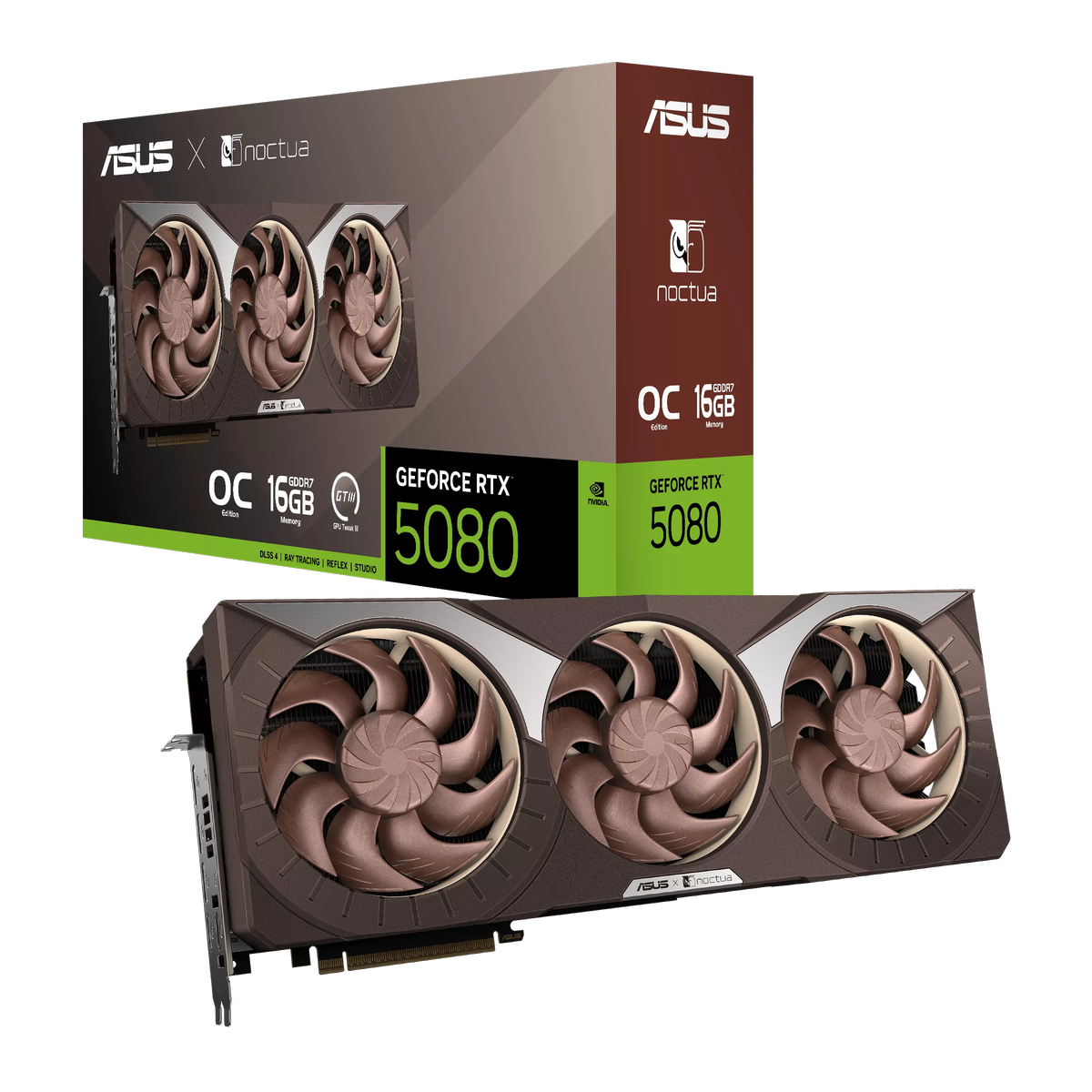 Видеокарта ASUS GeForce RTX 5080 16 ГБ (GeForce RTX 5080 16GB GDDR7 Noctua OC Edition), RTL
