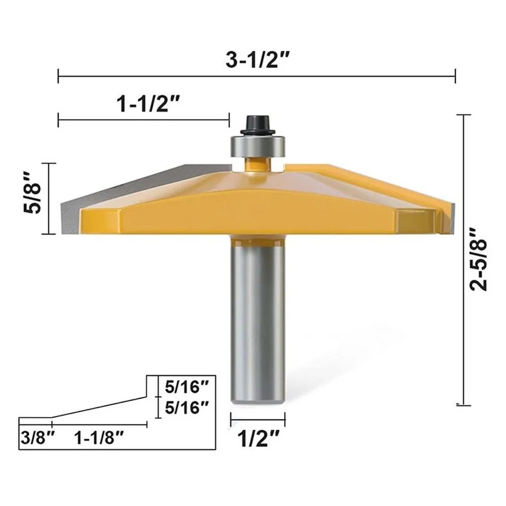 Фреза для филенчатых панелей с 12-мм хвостовиком и антипригарным покрытием для работы по дереву, двери шкафа