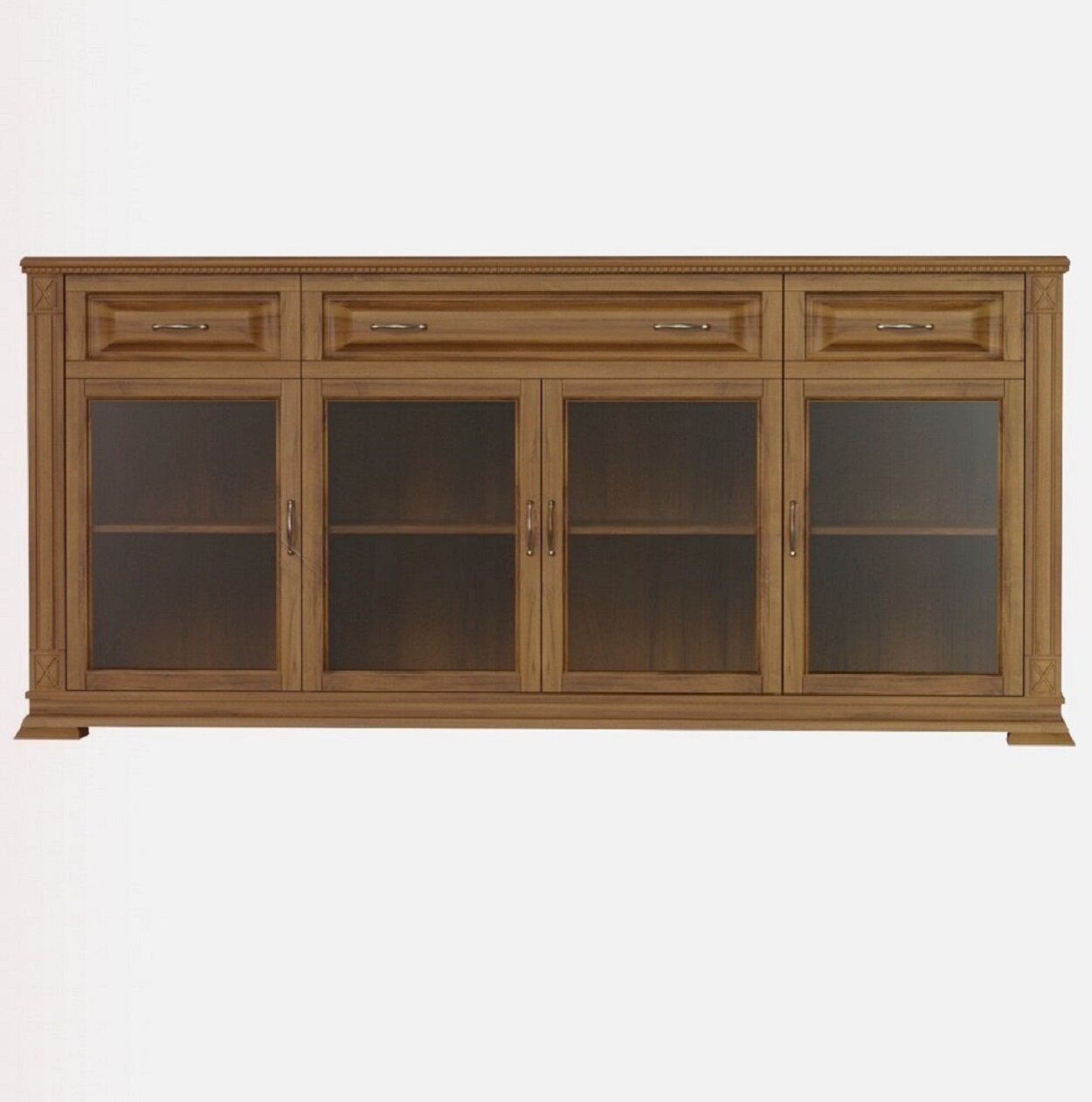 Комод-витрина из массива сосны ммк-древ Верди 205, 200x45x90 клас. орех 2