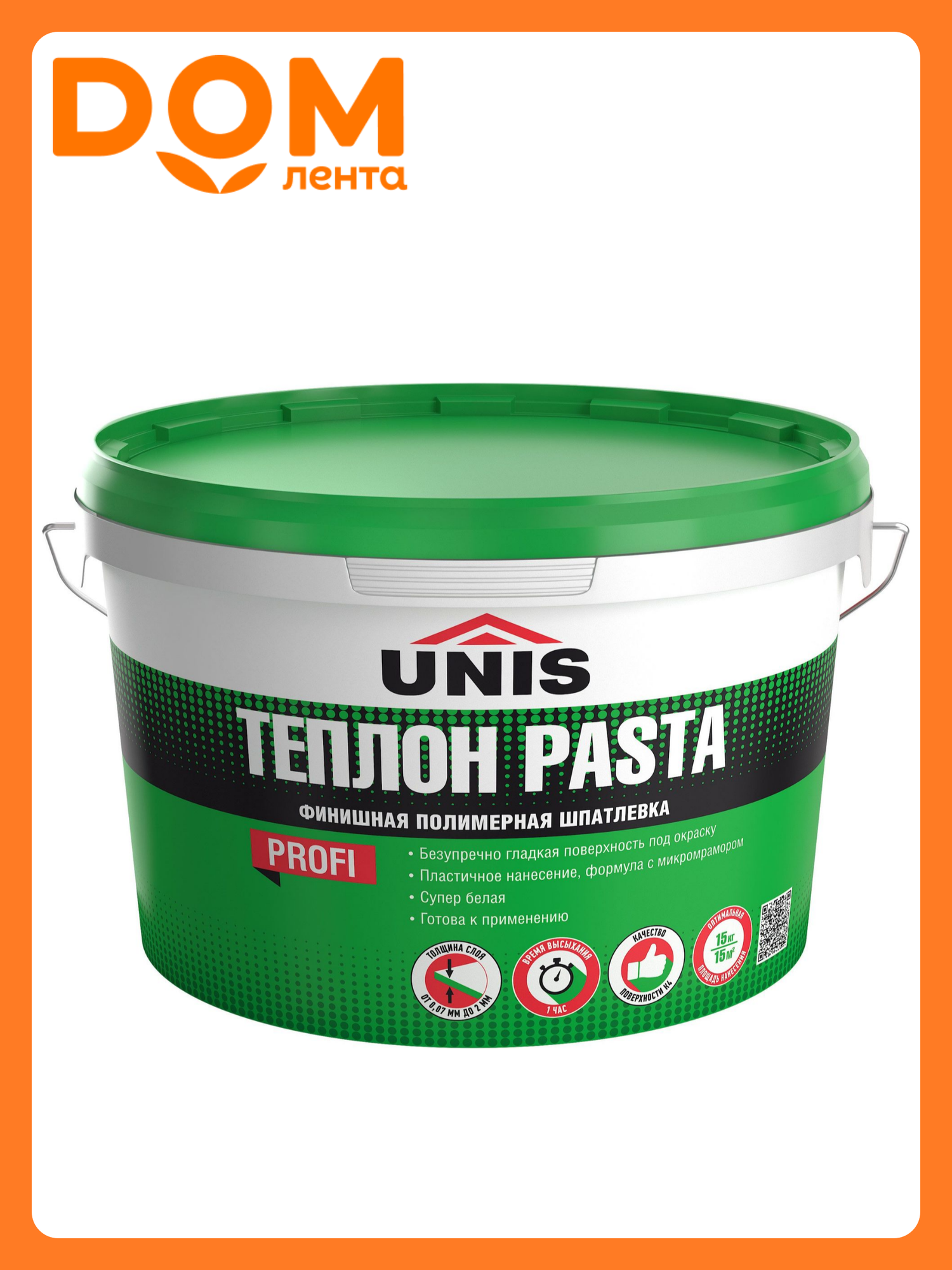 Шпатлевка полимерная UNIS Pasta Теплон готовая 15 кг