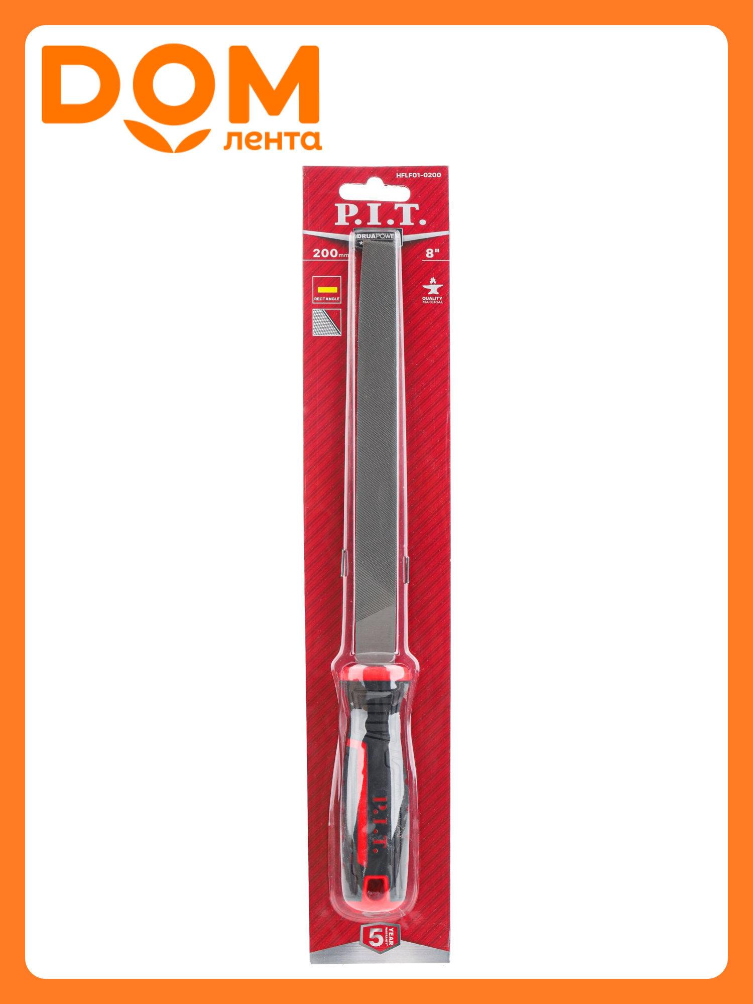 Напильник плоский с двухкомпонентной рукояткой P.I.T. HFLF01-0200