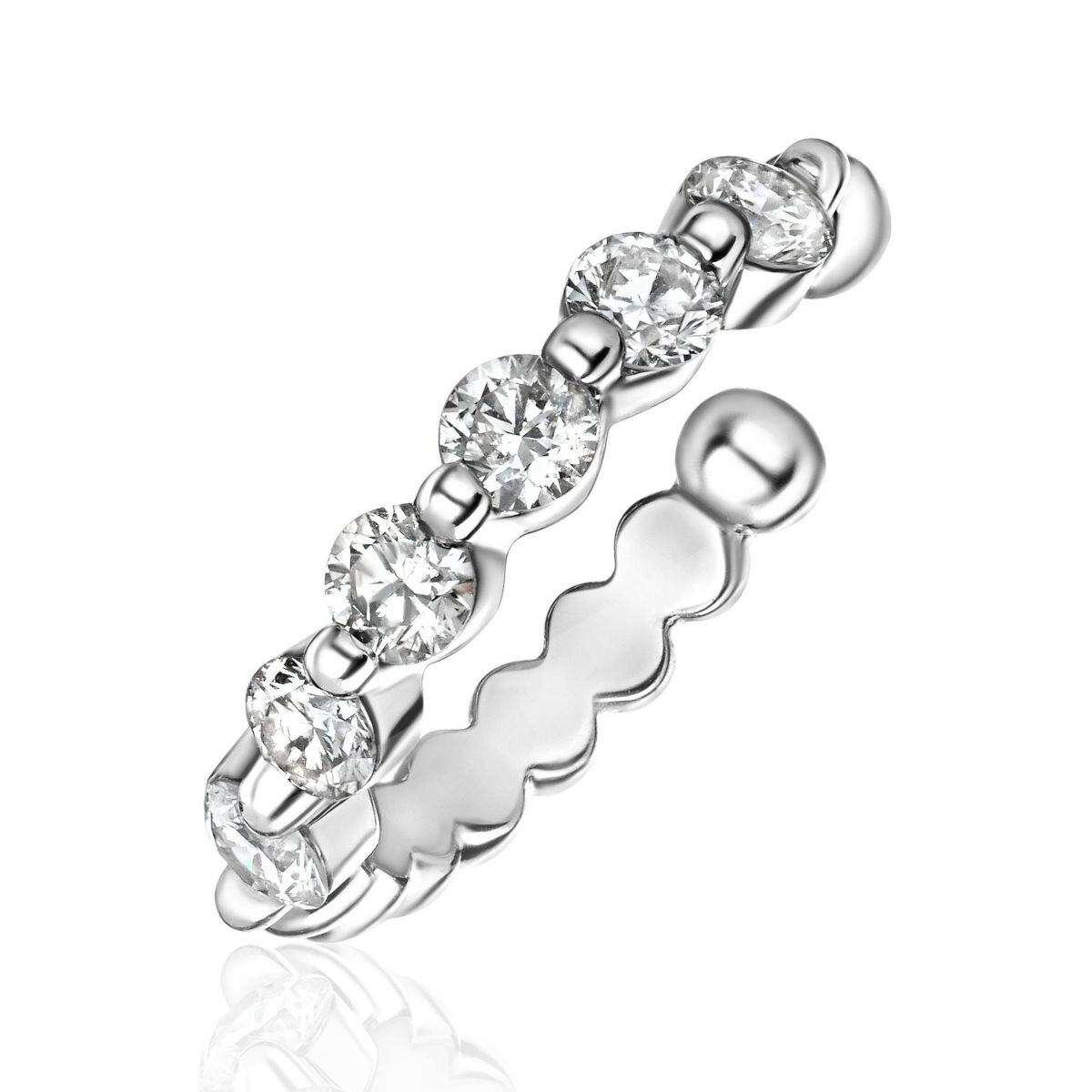 Серьги каффы, платина, 585 проба, бриллиант