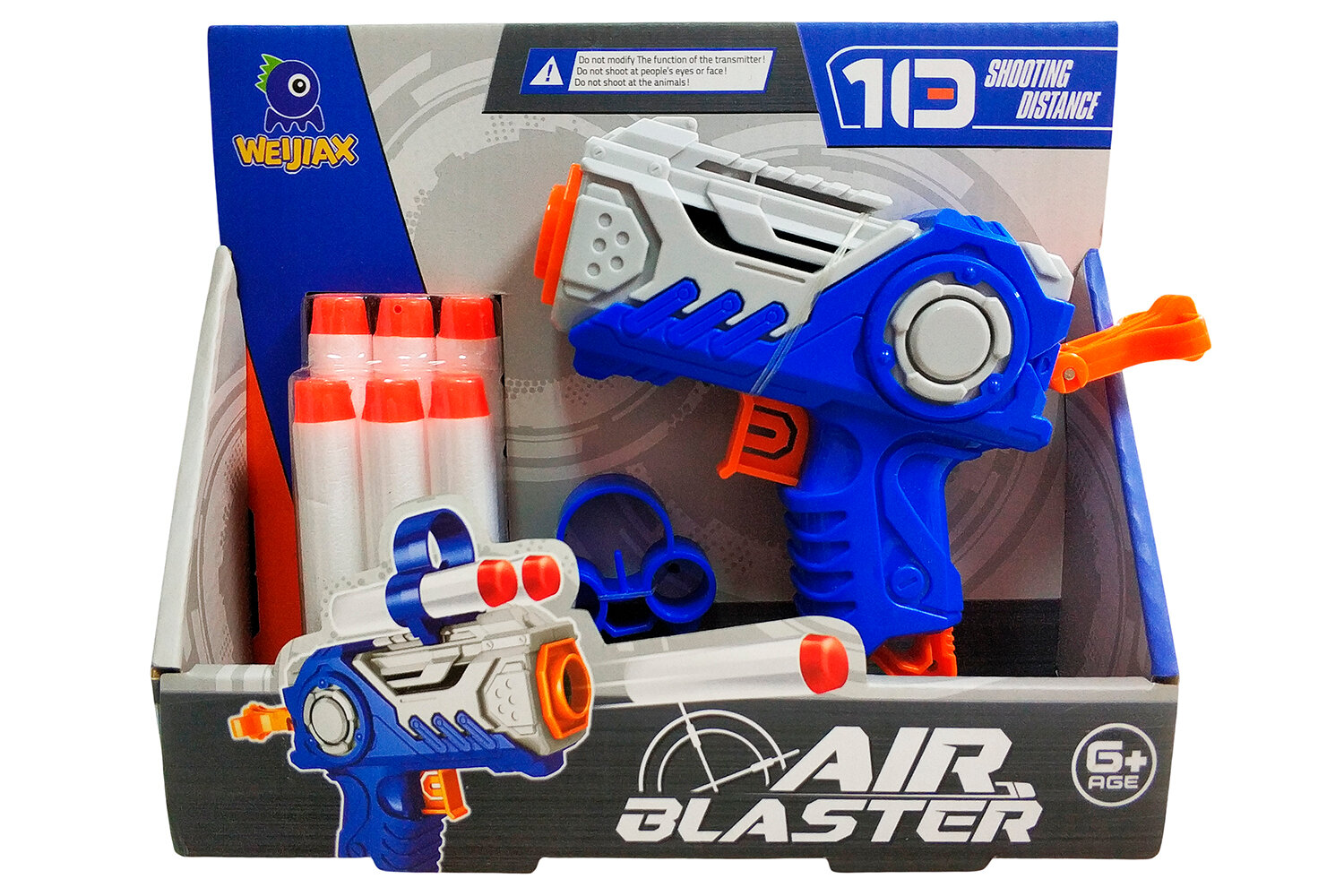 Бластер AIR BLASTER пистолет 11 см + 6 мягких пуль