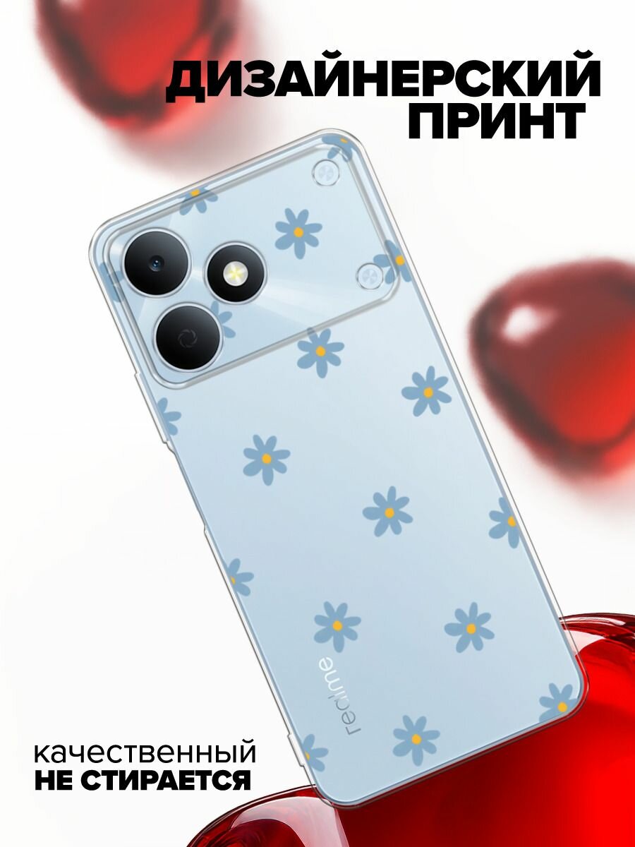 Чехол на Realme Note 80 / Реалми Нот 80 с принтом Голубые ромашки — фото 1