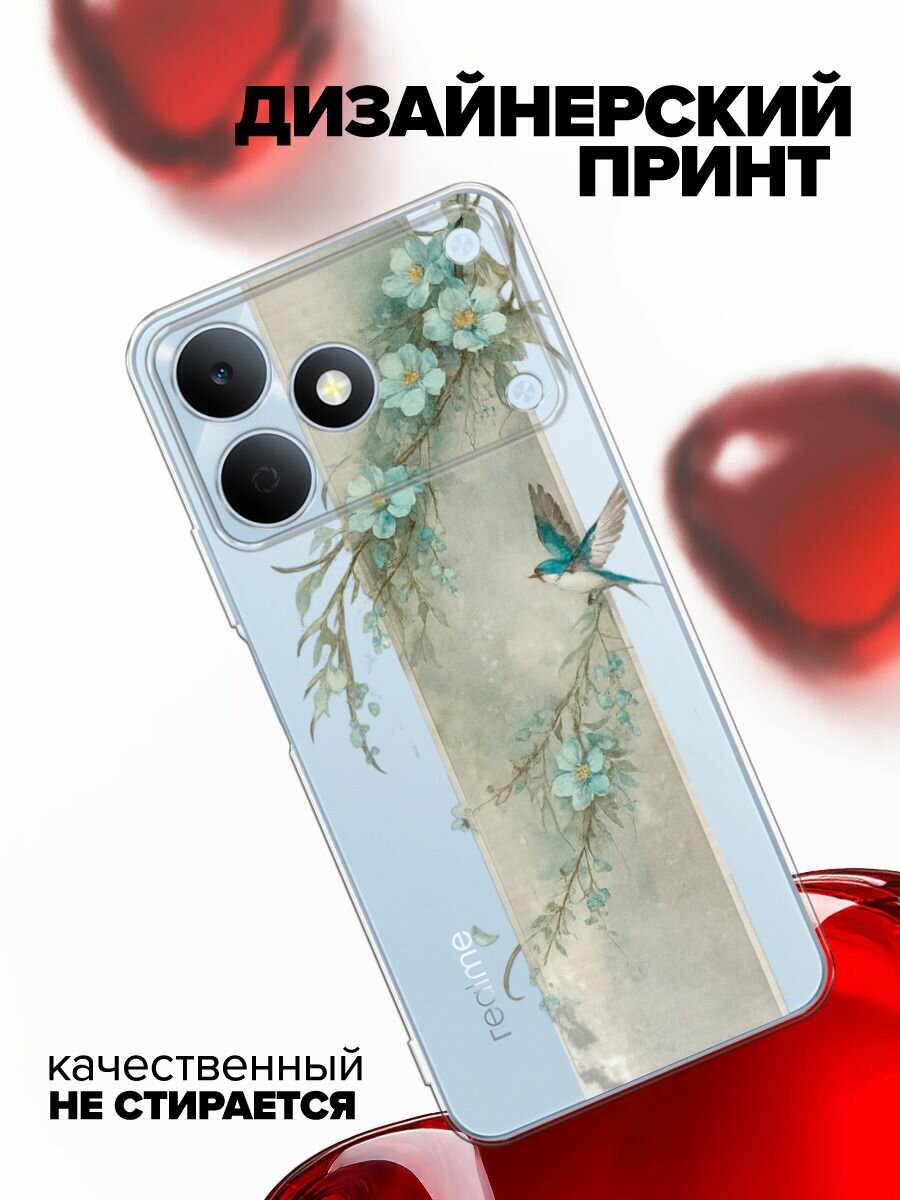 Чехол на Realme Note 80 / Реалми Нот 80 с принтом Весенняя птица — фото 1
