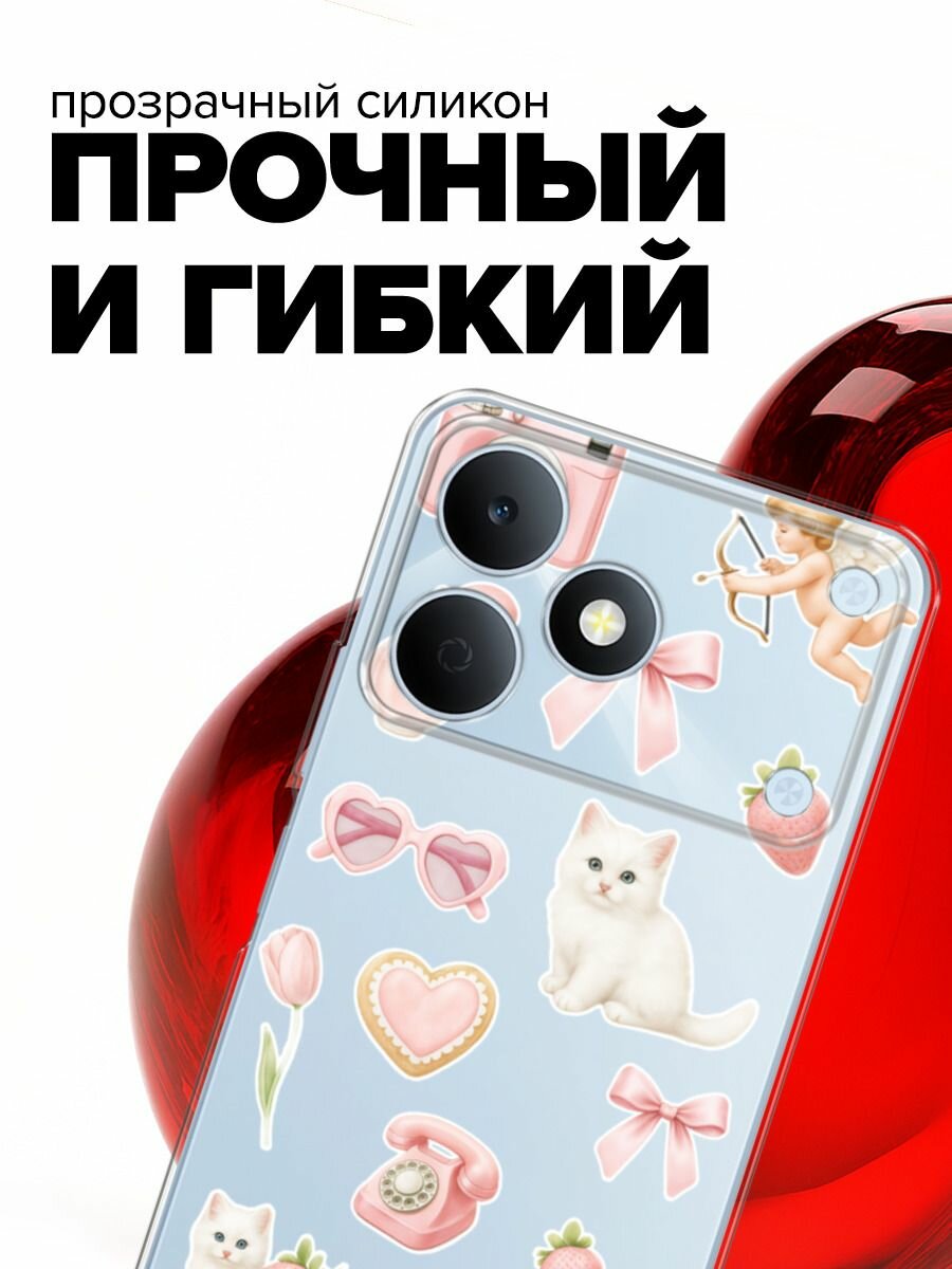 Чехол на Realme Note 80 / Реалми Нот 80 с принтом Коллаж для девочки — фото 1