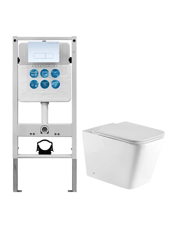 Комплект 3 в 1 Унитаз подвесной Nofer 23040 / Инсталляция HYDROSMART 07801. N / Кнопка 07811. W цвет белый