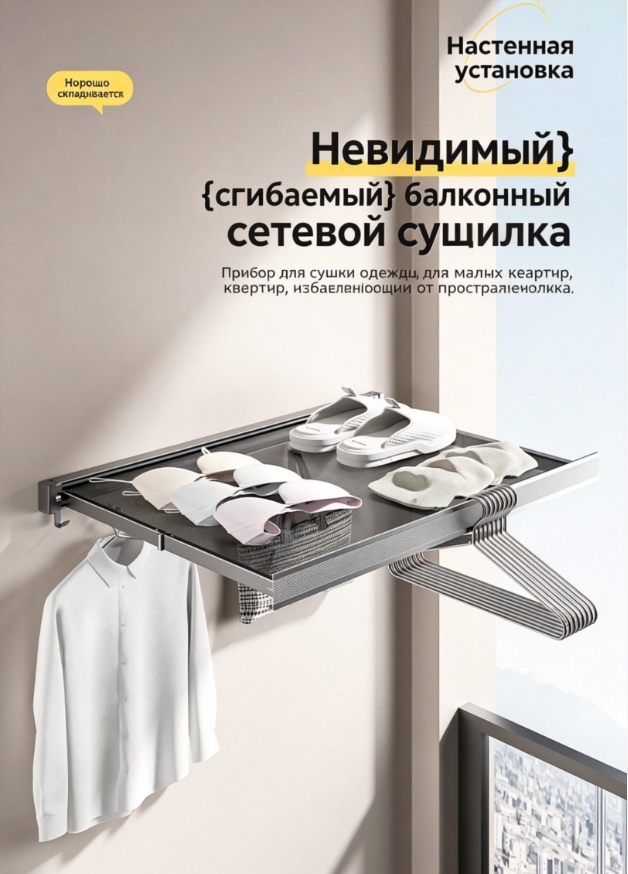 Растяжной сушильный racks,44cm, удобный для сушки。подходящая для небольших квартир, экономит место，без сверления.