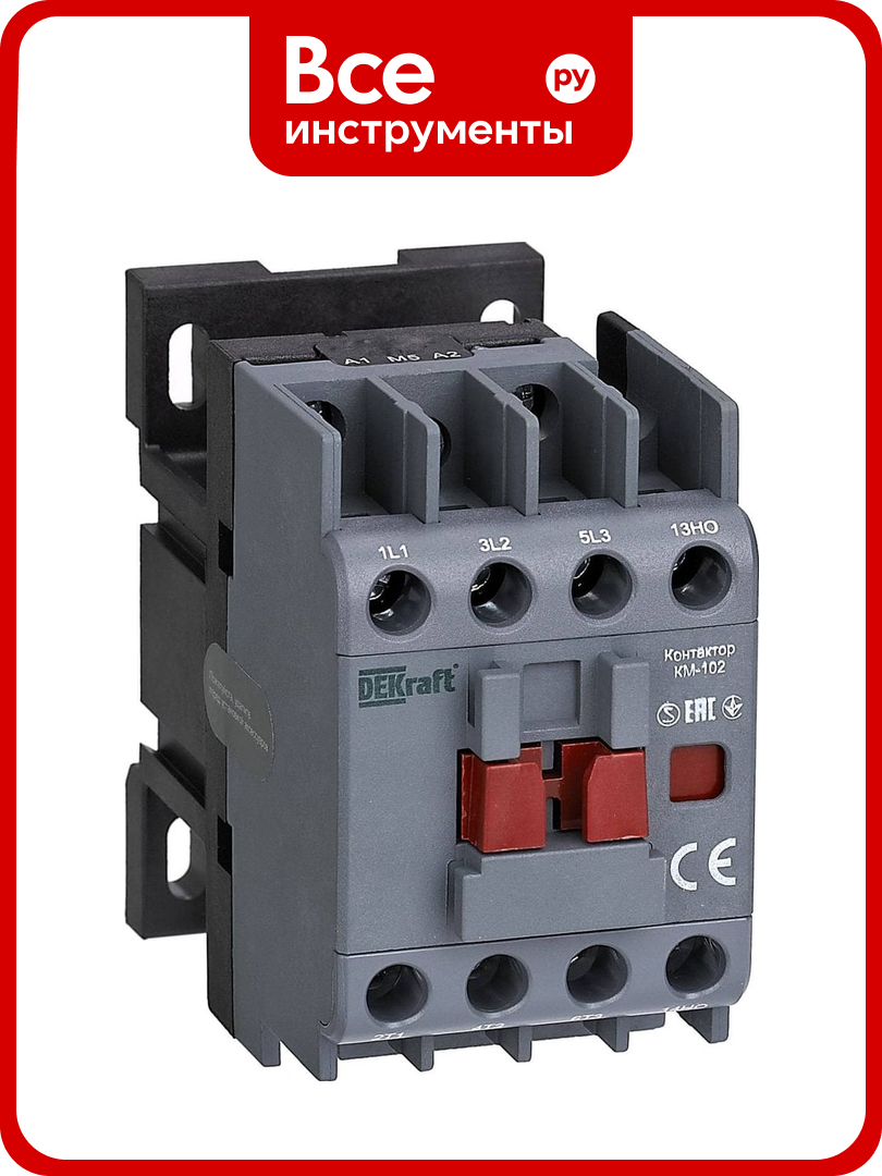 Контактор АСЗ DEKraft КМ-102, 18 А, 230 В, 1НО, 690 В 22003DEK, Dekraft3Pноминальный