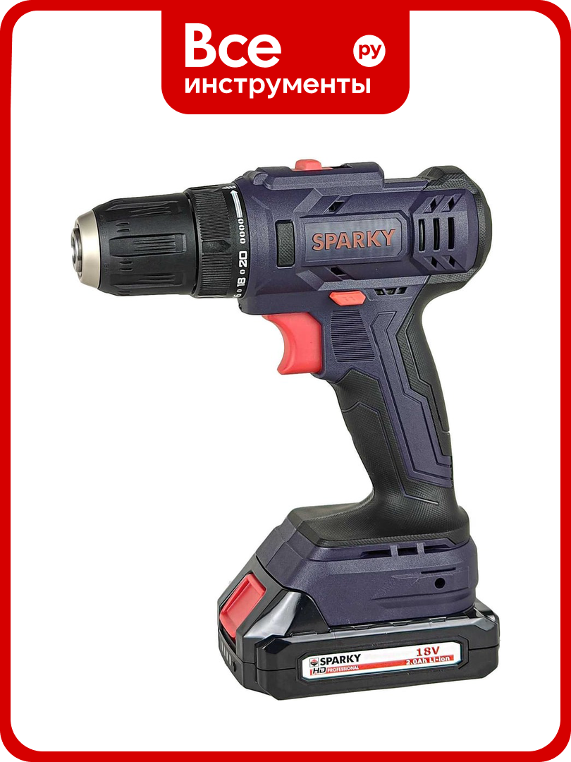 Аккумуляторная, SPARKY, дрель-шуруповерт SPARKY BR2 18Li-C HD 14000195157, работы со всеми видами, производительный