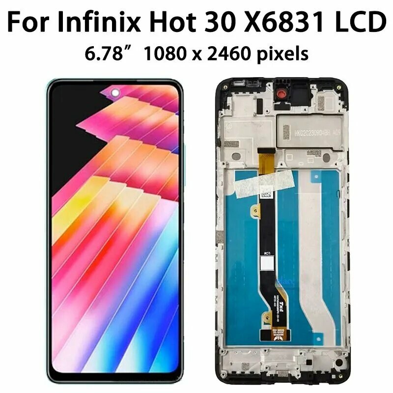 6.78 дюймов IPS LCD для Infinix Hot 30, X6831, LCD дисплей с рамкой, сенсорный экран, панель дигитайзера, комплектующие