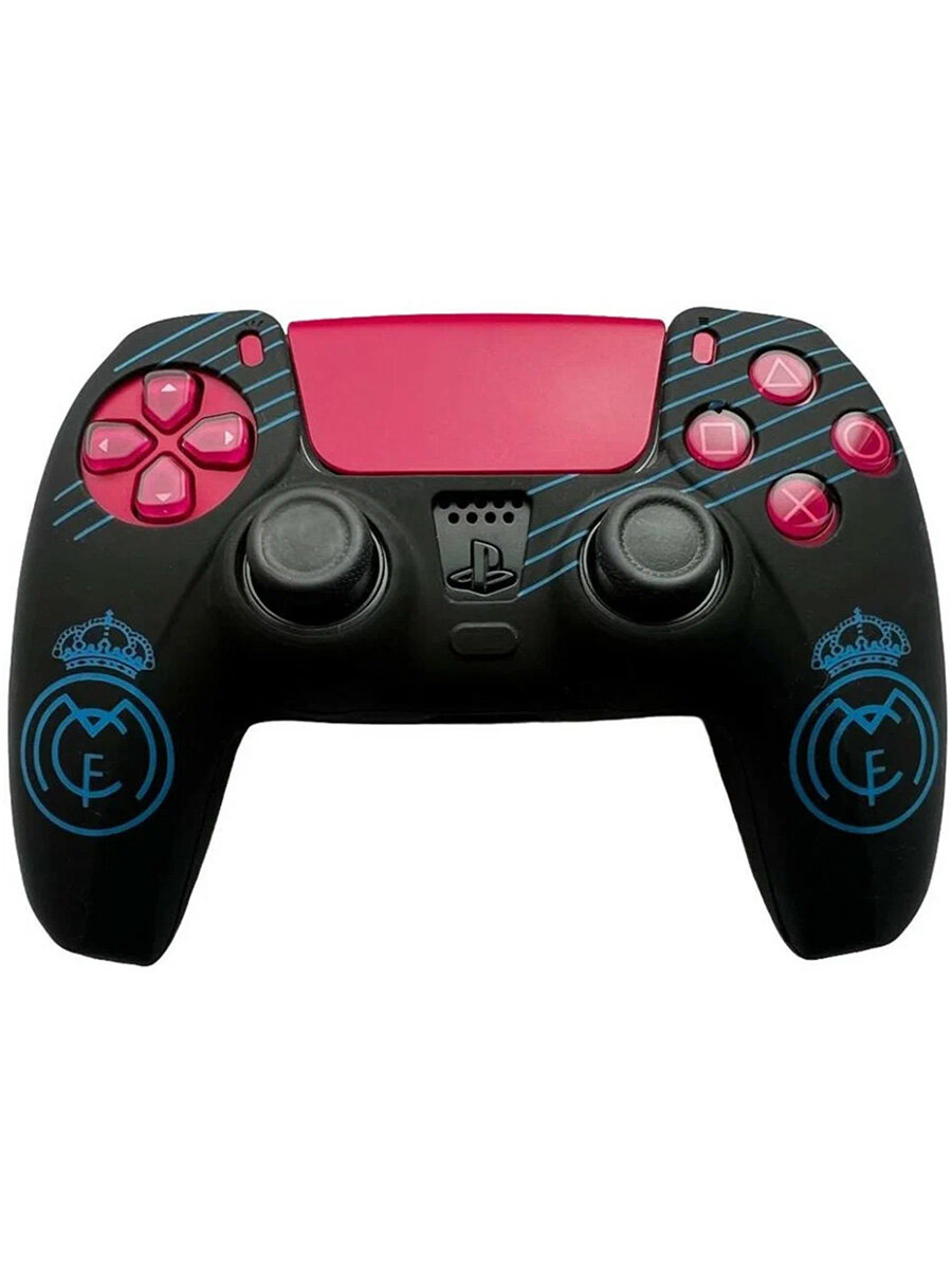 Силиконовый чехол для геймпада DualSense PS5 - FC Real Madrid (black-blue)