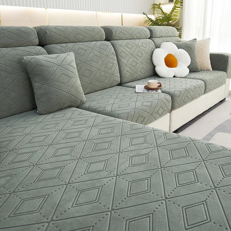 Чехол на диван серый, жаккард Plus-XL, Green
