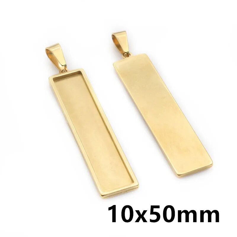 Прямоугольные подвески для кабошонов 10x50mm, золото