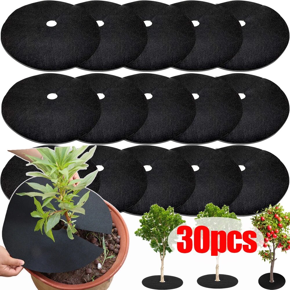 Коврик мульчирования деревьев, черный, 30PCS