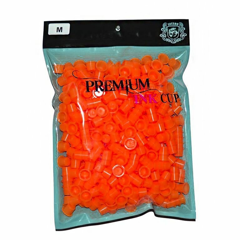 Тату колпачки под краску, eмкости для пигментов, капсы для татуажа Premium ink cup Red 12мм, 500 шт