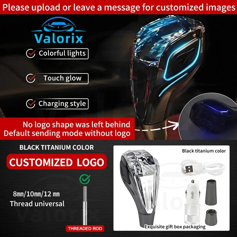 Ручка переключения передач Valoirx, хрусталь, Customize LOGO