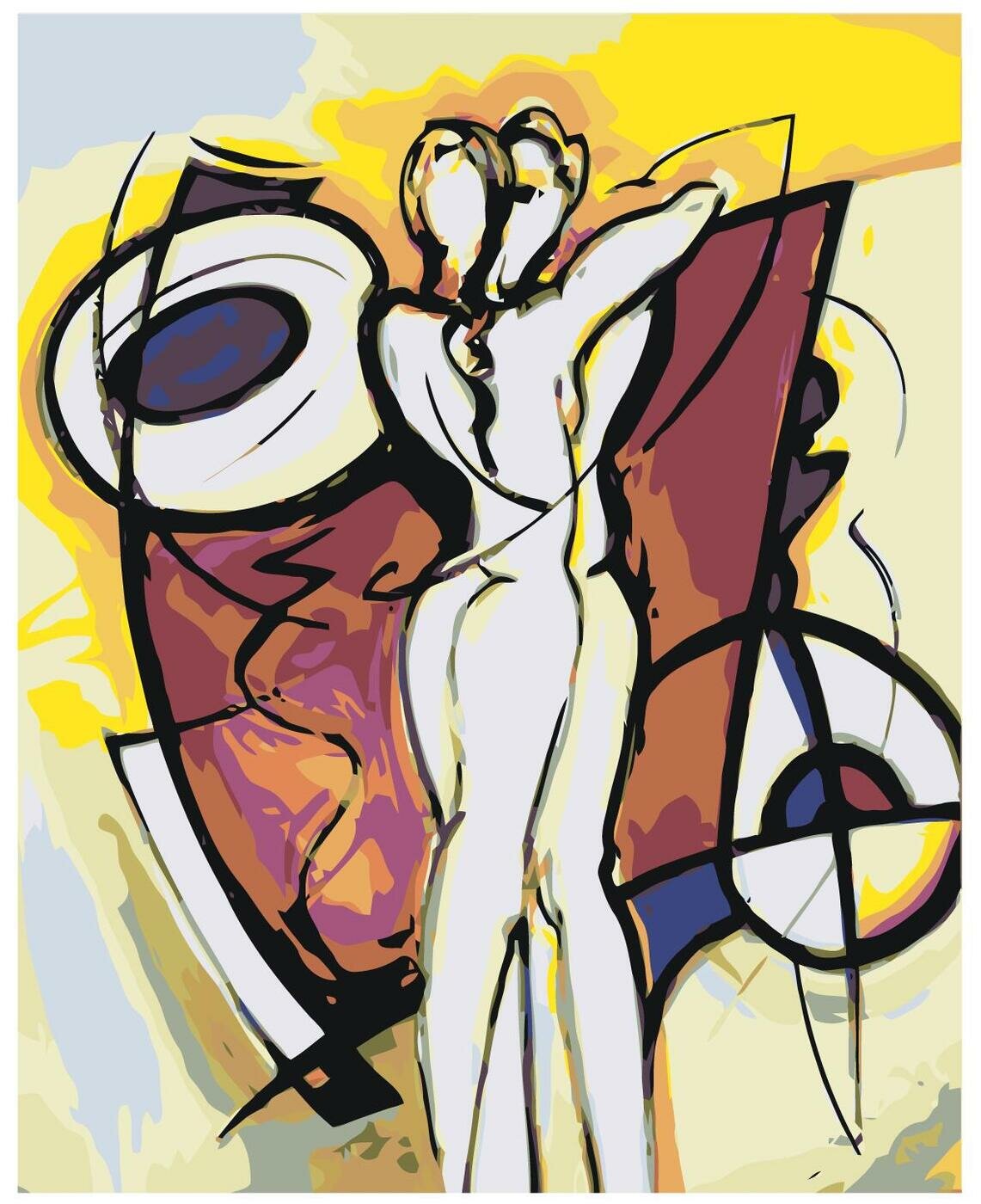 Картина по номерам, 40 x 50, ARTH-AH104, Влюблённые, обнаженные, иллюстрация, Альфред Гокель, абстрактная картина, масло