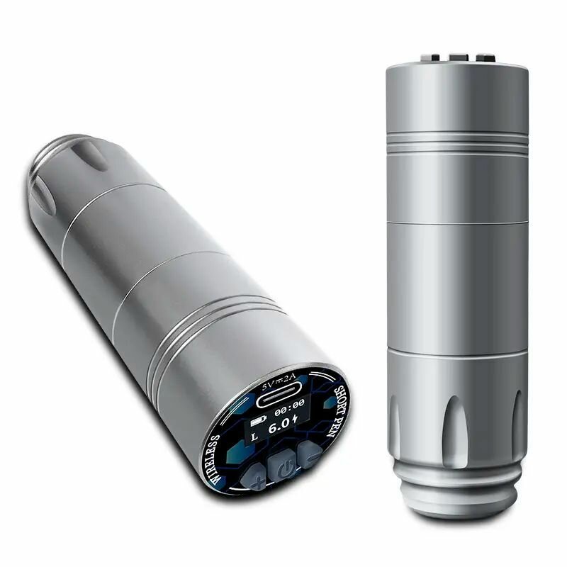 Тату машинка беспроводная для перманентного макияжа, татуажа BRONC Short Silver