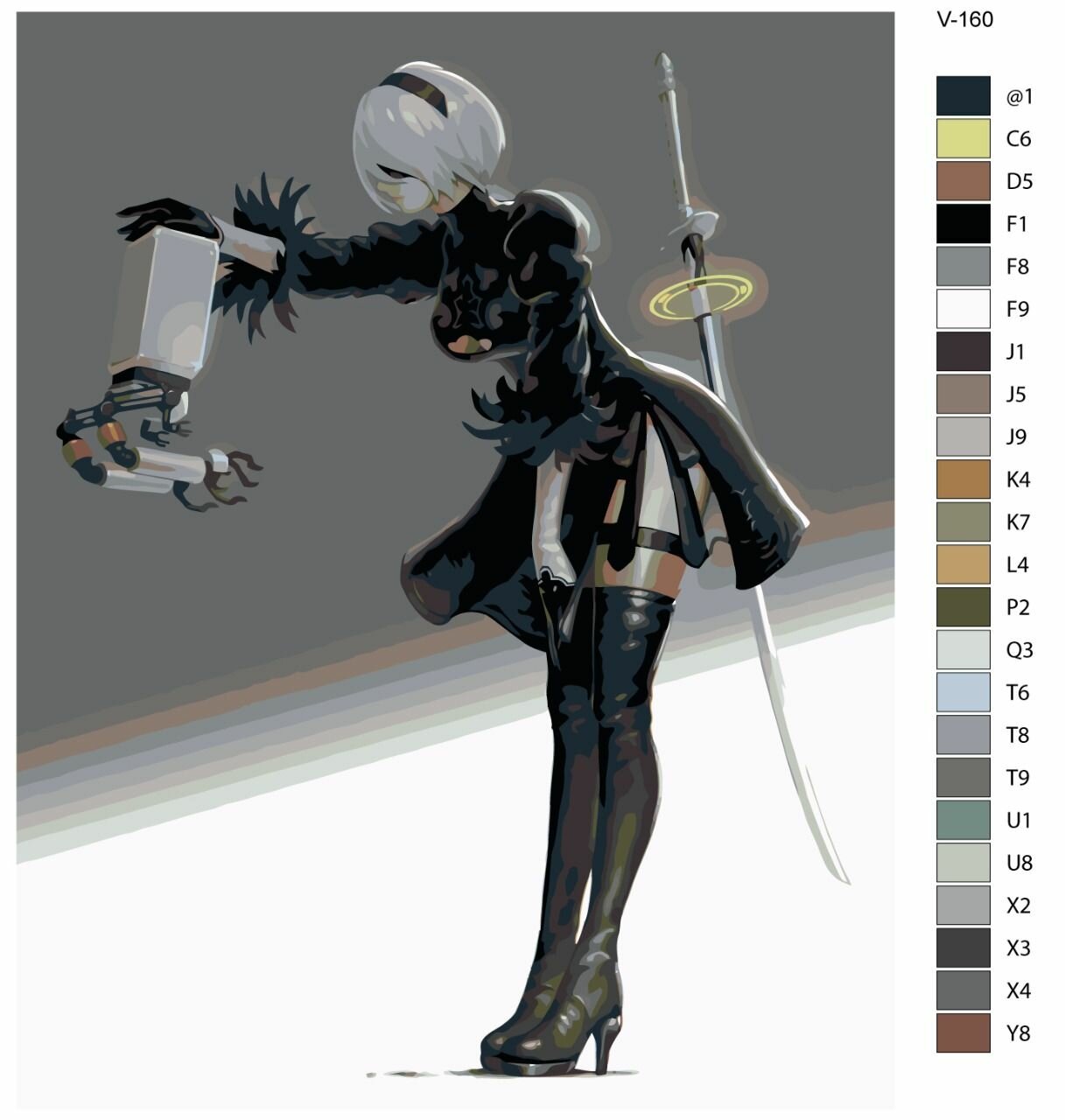 Картина по номерам V-160 "Игра Nier Automata. 2B" 40х50