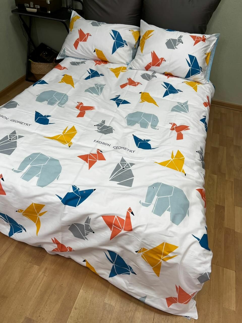 Комплект постельного белья Оригами, 1.5 спальный, Сатин, 50/70
