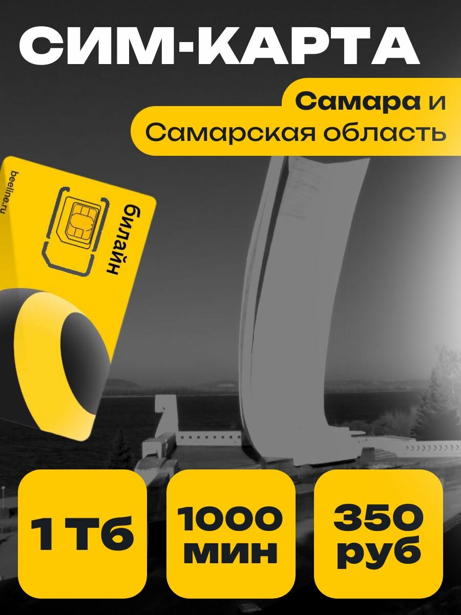 Сим-карта Билайн тариф Эксклюзивный Плюс Самарская область 1000 Гб + 1000 минут за 350 руб.