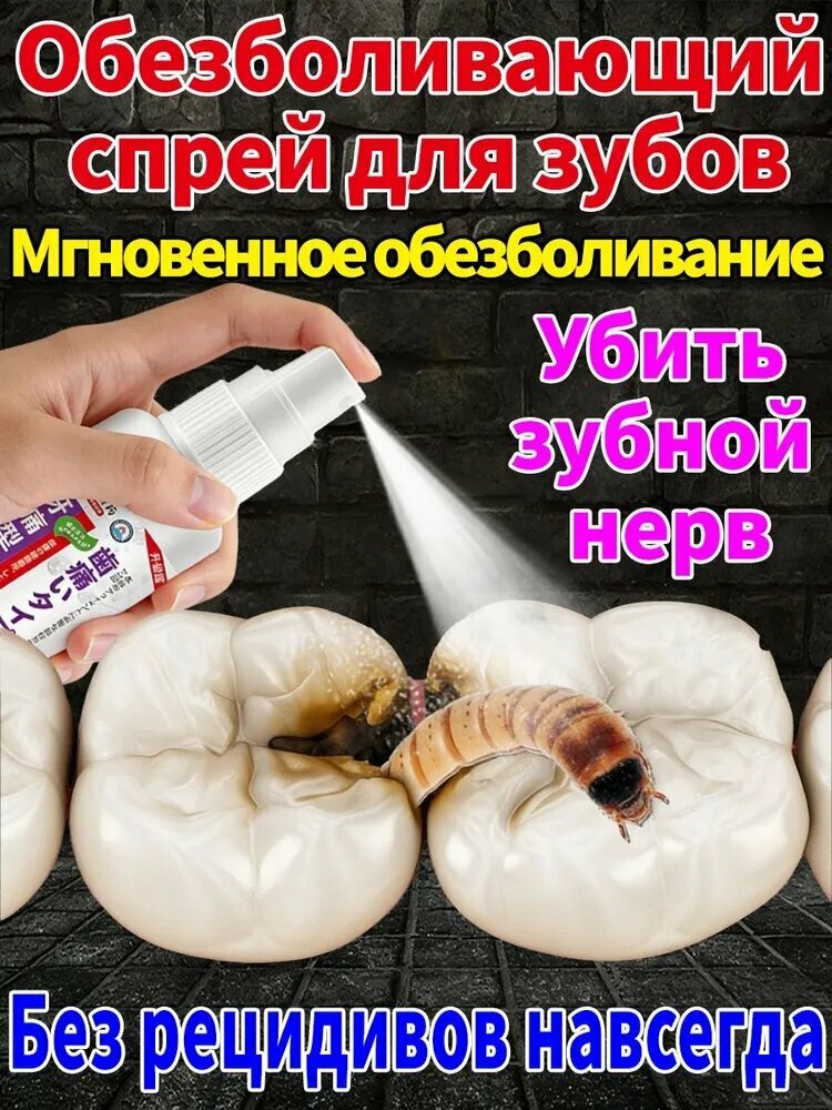 Спрей для лечения зубной боли, при зубной боли, воспалении десен, язвах во рту, снимает боль и отек