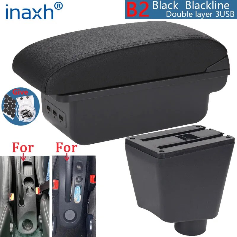Подлокотник B2 Black line 3USB для Renault Clio 3/Captur 4