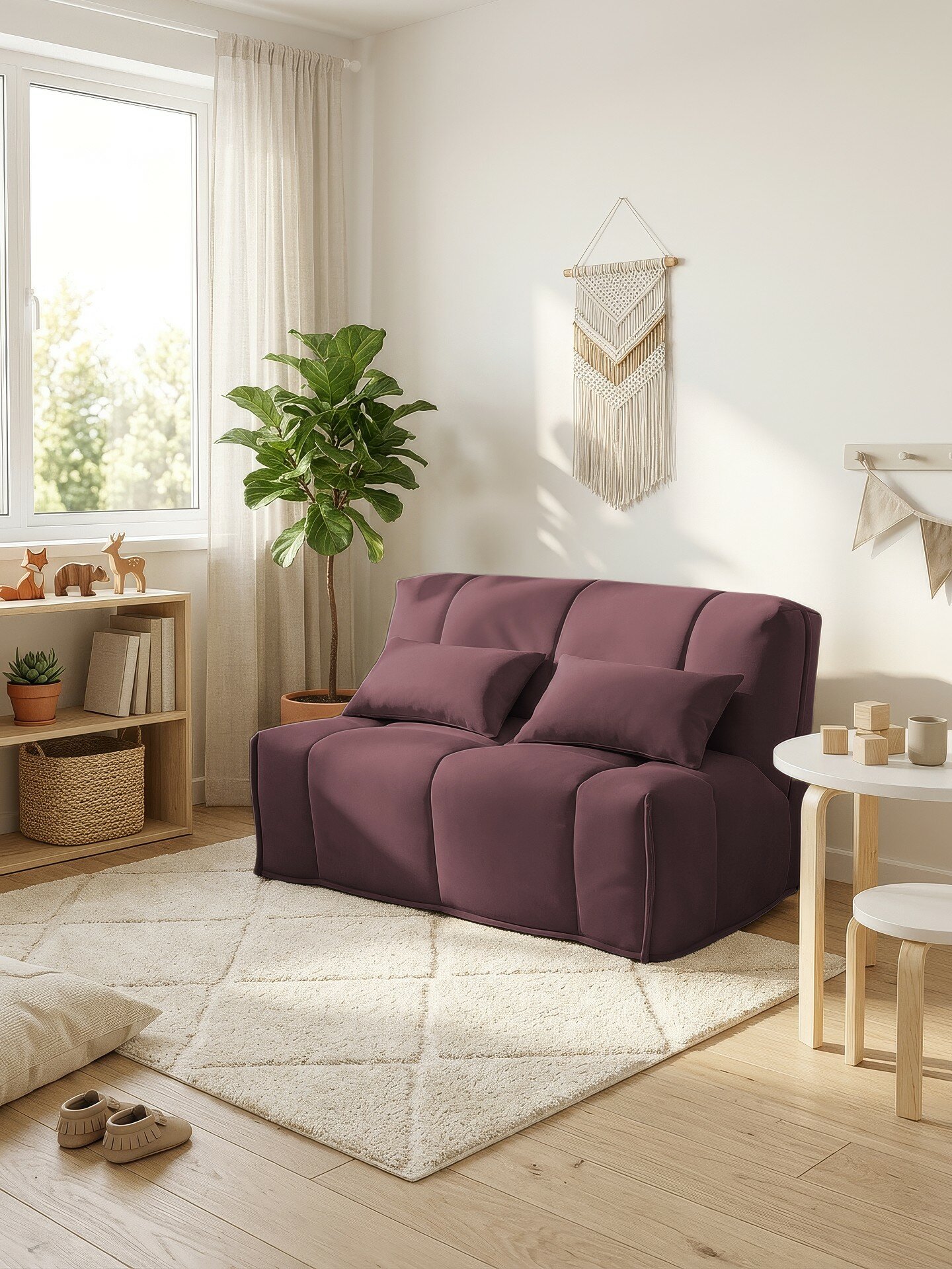 Диван Клауд Лайт Velutto 15 NEW 125x105x88 см, бордовый Велютто, аккордеон GOODFORM
