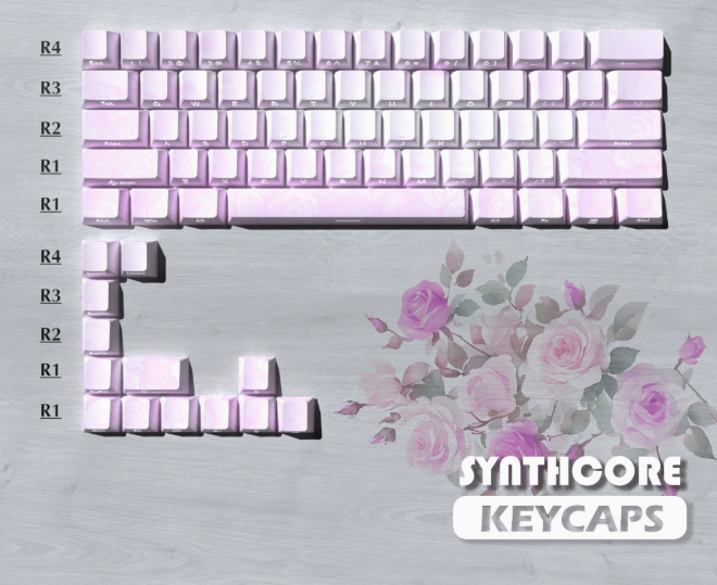 Кейкапы для механической клавиатуры - Rose, набор из 74 клавиш, розовые