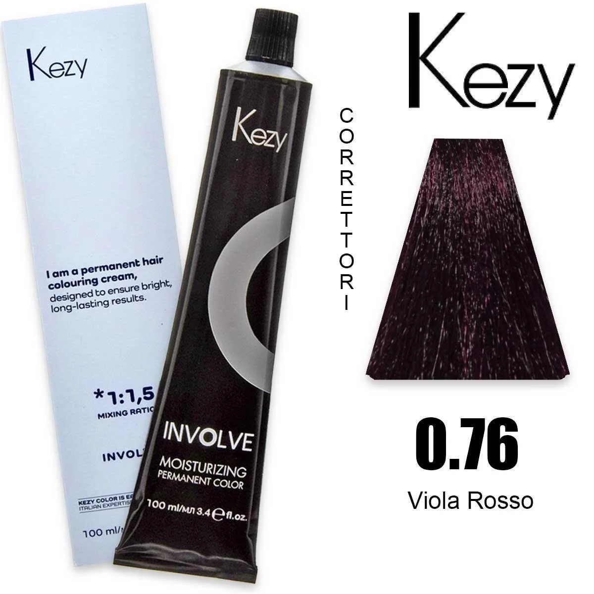 KEZY Стойкая крем-краска корректор фиолетово-красный 0.76 INVOLVE, 100 мл