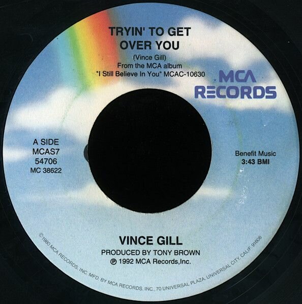 Пластинка Vince Gill "Tryin' To Get Over You" 7" (Single/US/1992) VG/VG