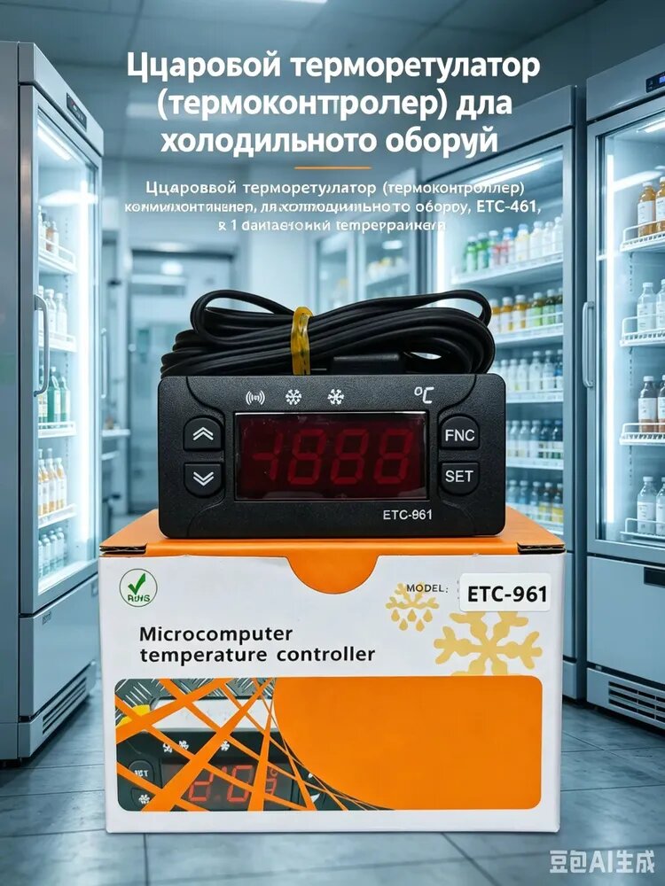 Цифровой терморегулятор (термоконтроллер) для холодильного оборудования, модель ETC-961, с 1 датчиком температуры
