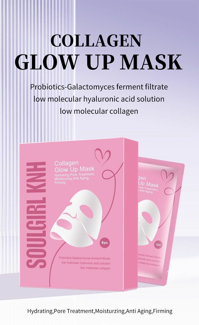 Маска для лица с биоколлагеном Collagen Glow Up Mask 2.0, подтягивающая, увлажняющая, для упругости кожи
