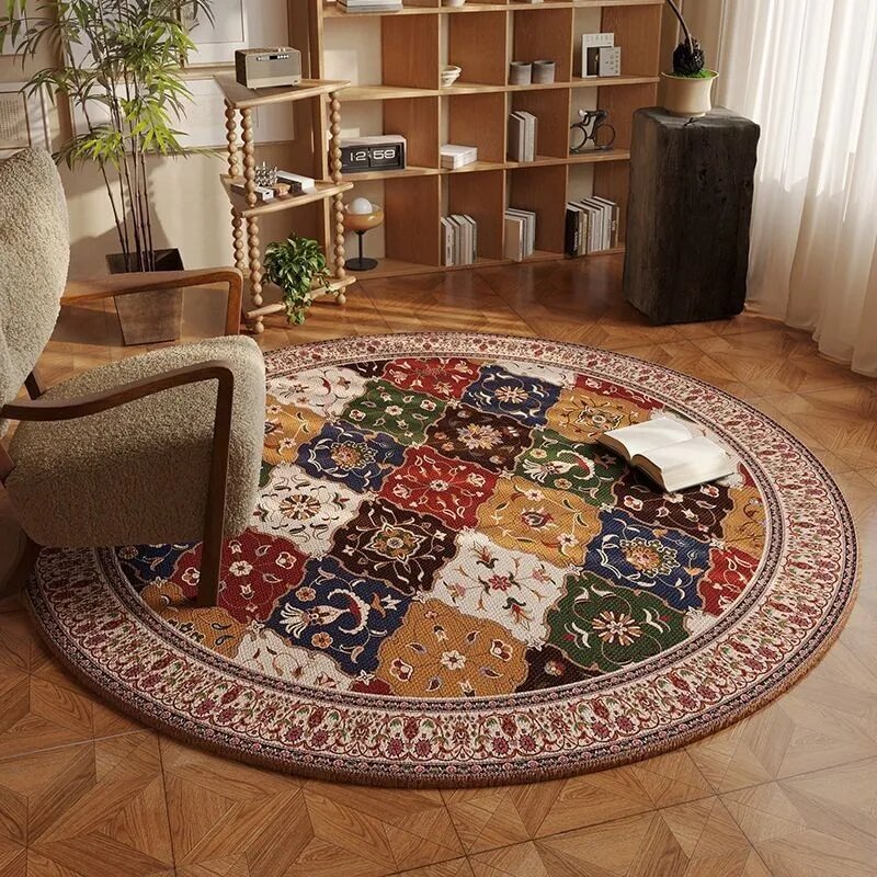 Ковер безворсовый 160x160 см геометрический желтый