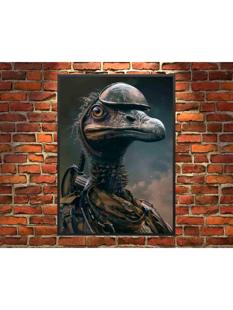 Птица Эму-солдат 3, Плакат 30x42см