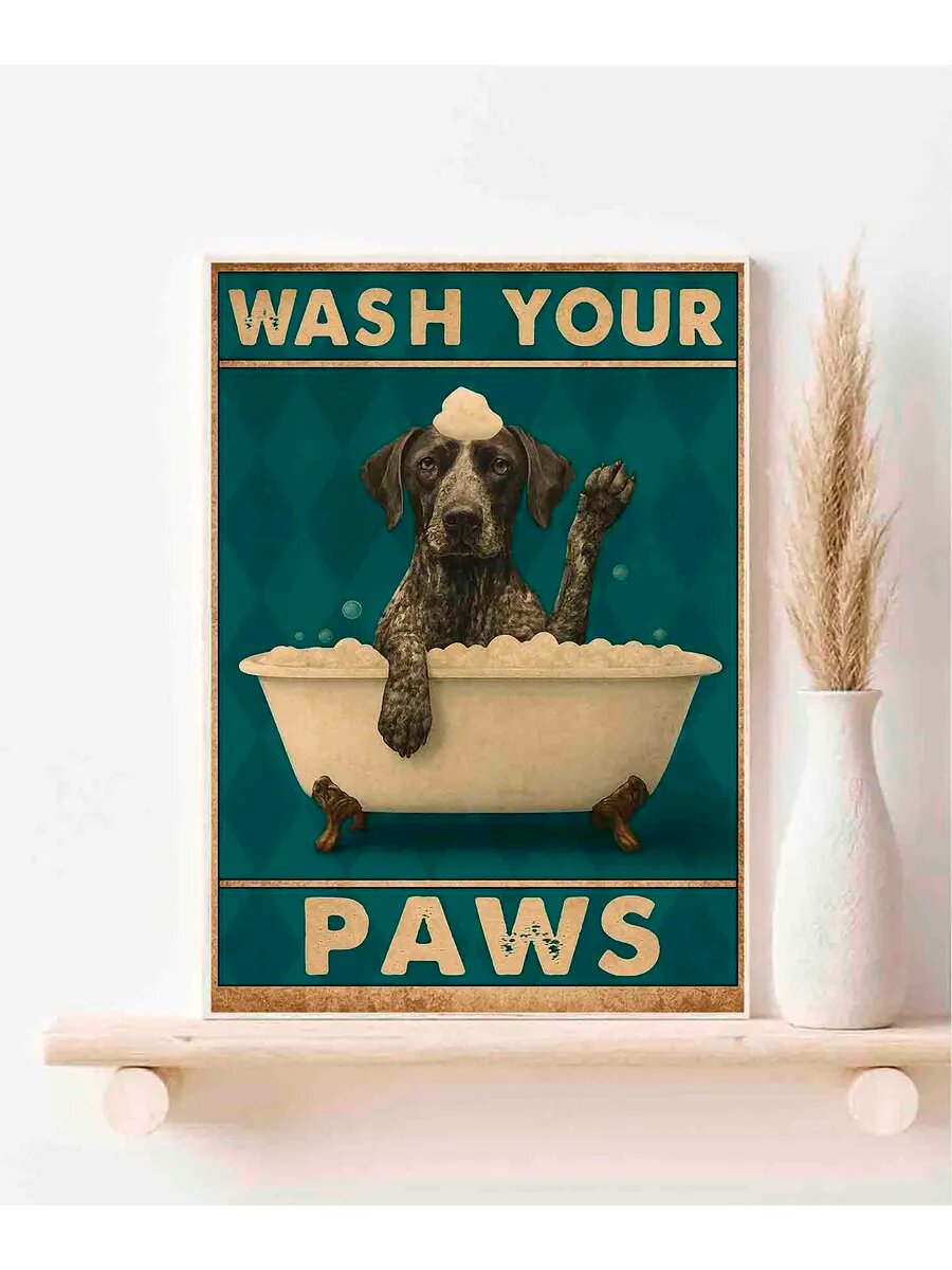 Пойнтер-собака, Wash Your Paws, Плакат 30x42см