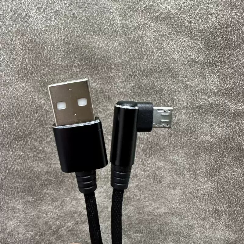 Черный кабель с быстрым зарядом 5А, изогнутый конец, микро-USB, 2 м, одна штука для телефонов Huawei Honor OPPO Xiaomi