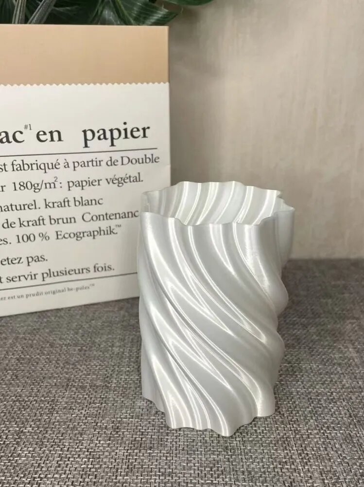 Подставка для ручек шелковая белая высота 10 см, органайзер из PLA 3D-печать декоративный для рабочего стола