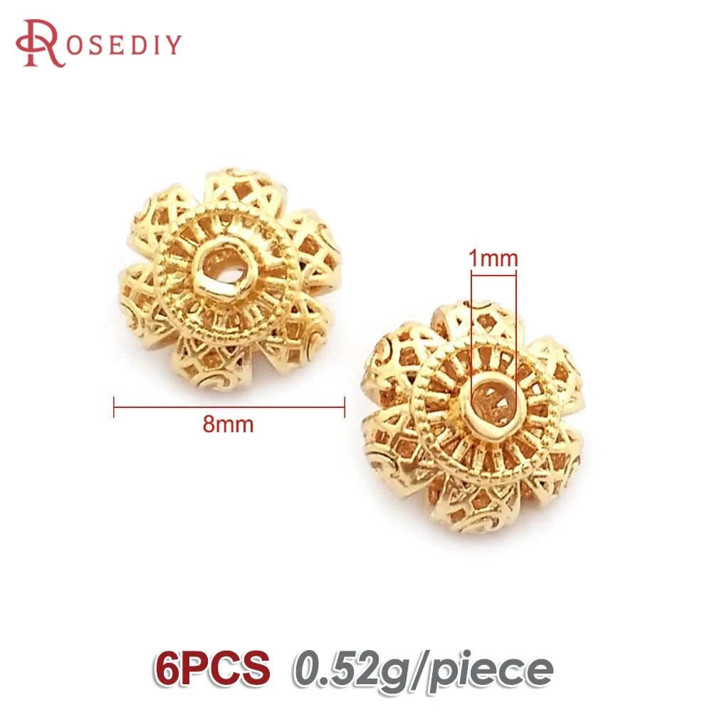 Разделительные бусины Rosediy из латуни золотого цвета 6 мм