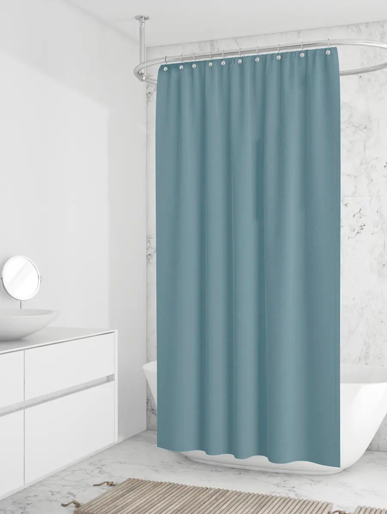 Штора для ванной Delphinium 180x180 лавита, цвет голубой