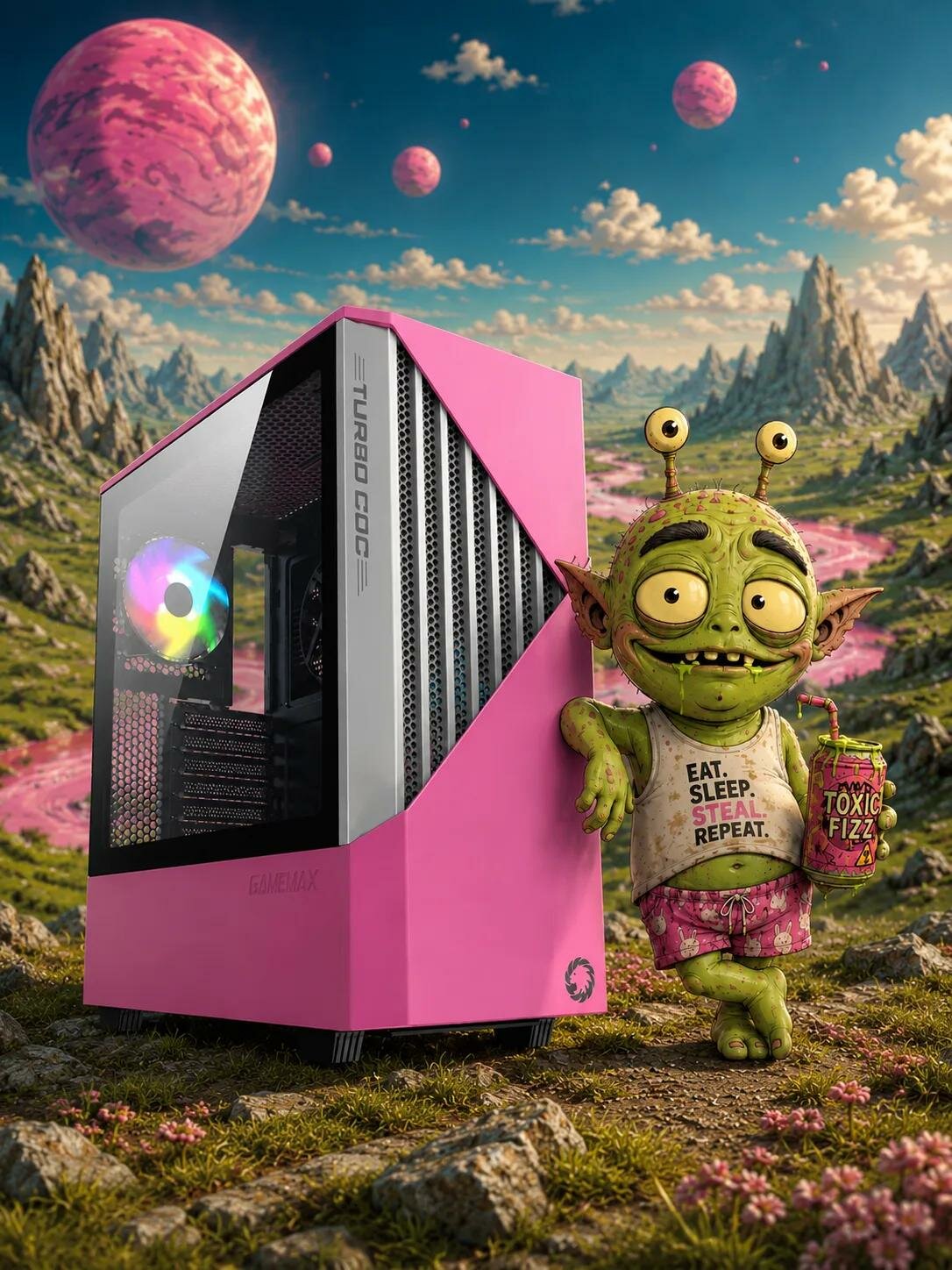 Корпус для ПК GAMEMAX Contac COC WP MFG. T806 Midi-Tower, E-ATX, закаленное стекло, М/В 1*140мм СОС, без БП