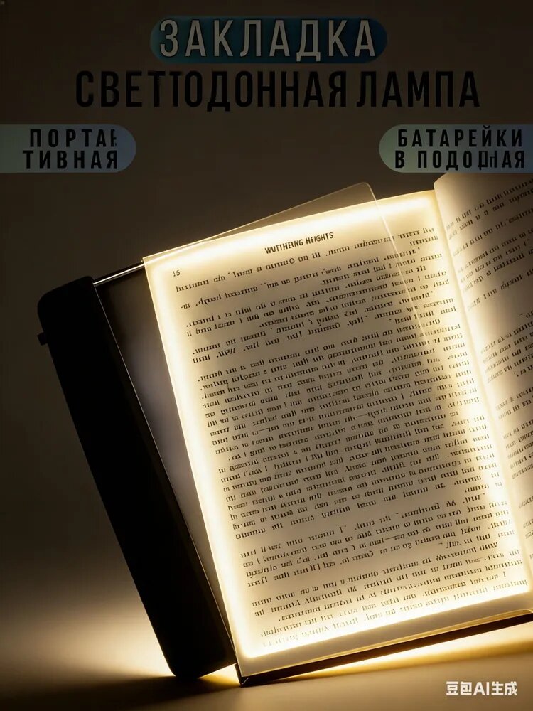 Светодиодная лампа-светильник для чтения книг в темноте (портативный фонарь планшет для страниц книг, журналов, комиксов), стильная LED рамка закладка с подсветкой 17 см х 11,5 см