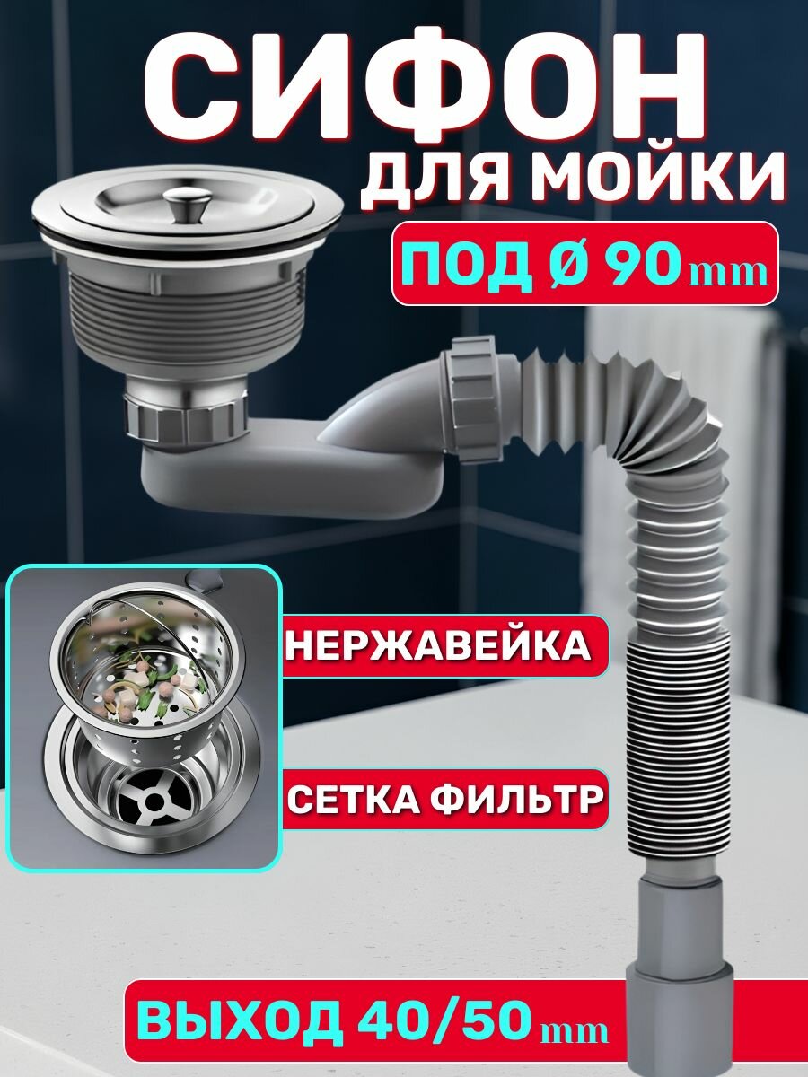 Сифон для кухонной мойки без перелива