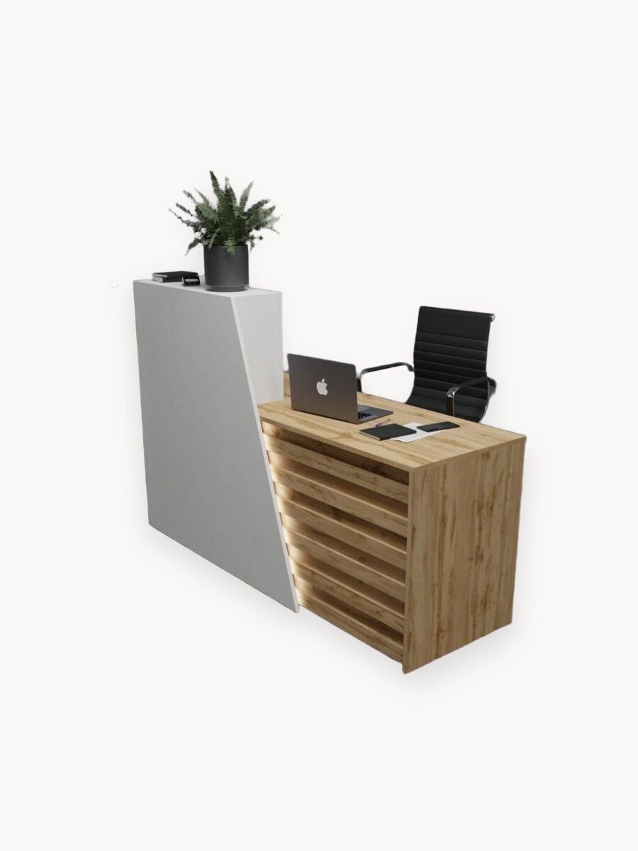 Стойка ресепшн. "Рэйс" Белый+Дуб Вотан 1200х1200х600