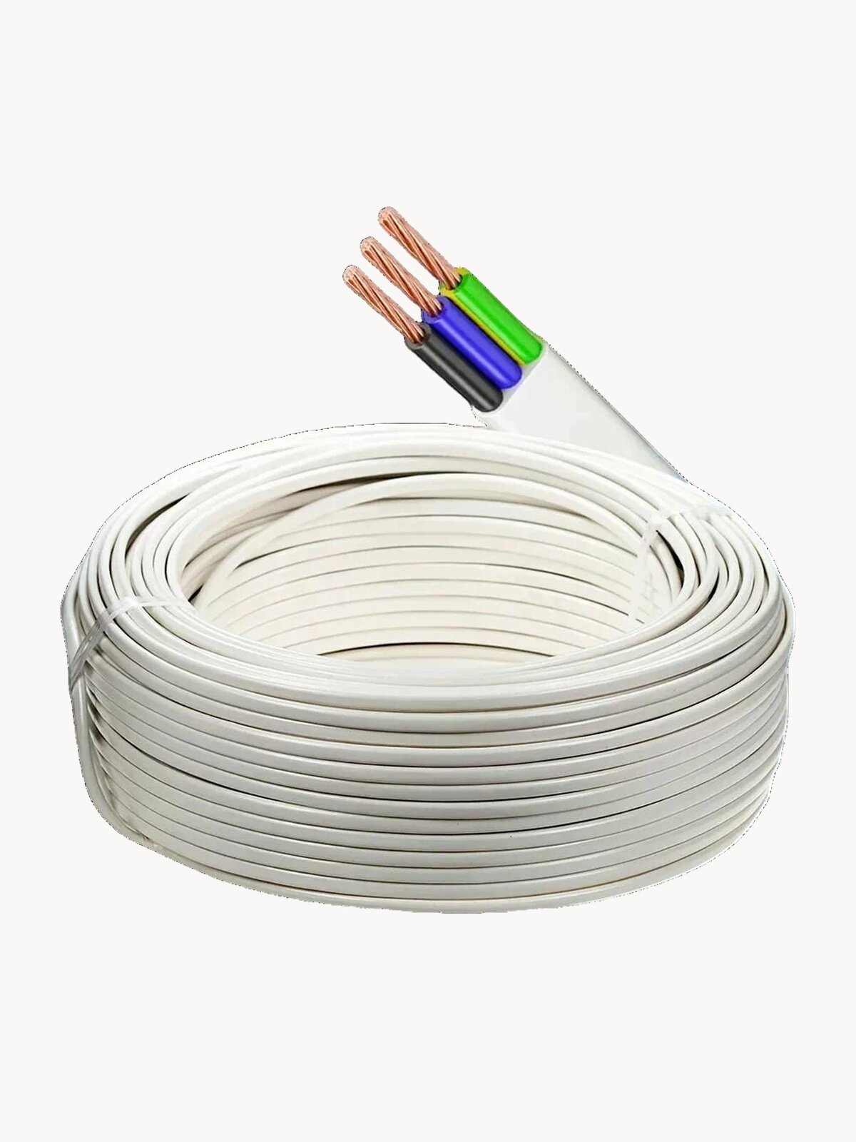 Провод ПУГНП 3-жильный, сечение жилы 2.5 мм, медь, белый, 20 метров