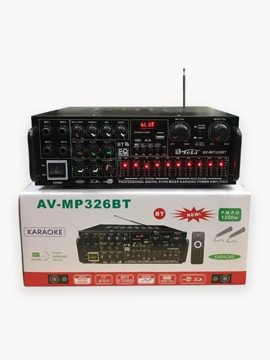 Усилитель мощности Teli AV-MP326BT, Bluetooth, FM, 2x45 Вт, для колонок