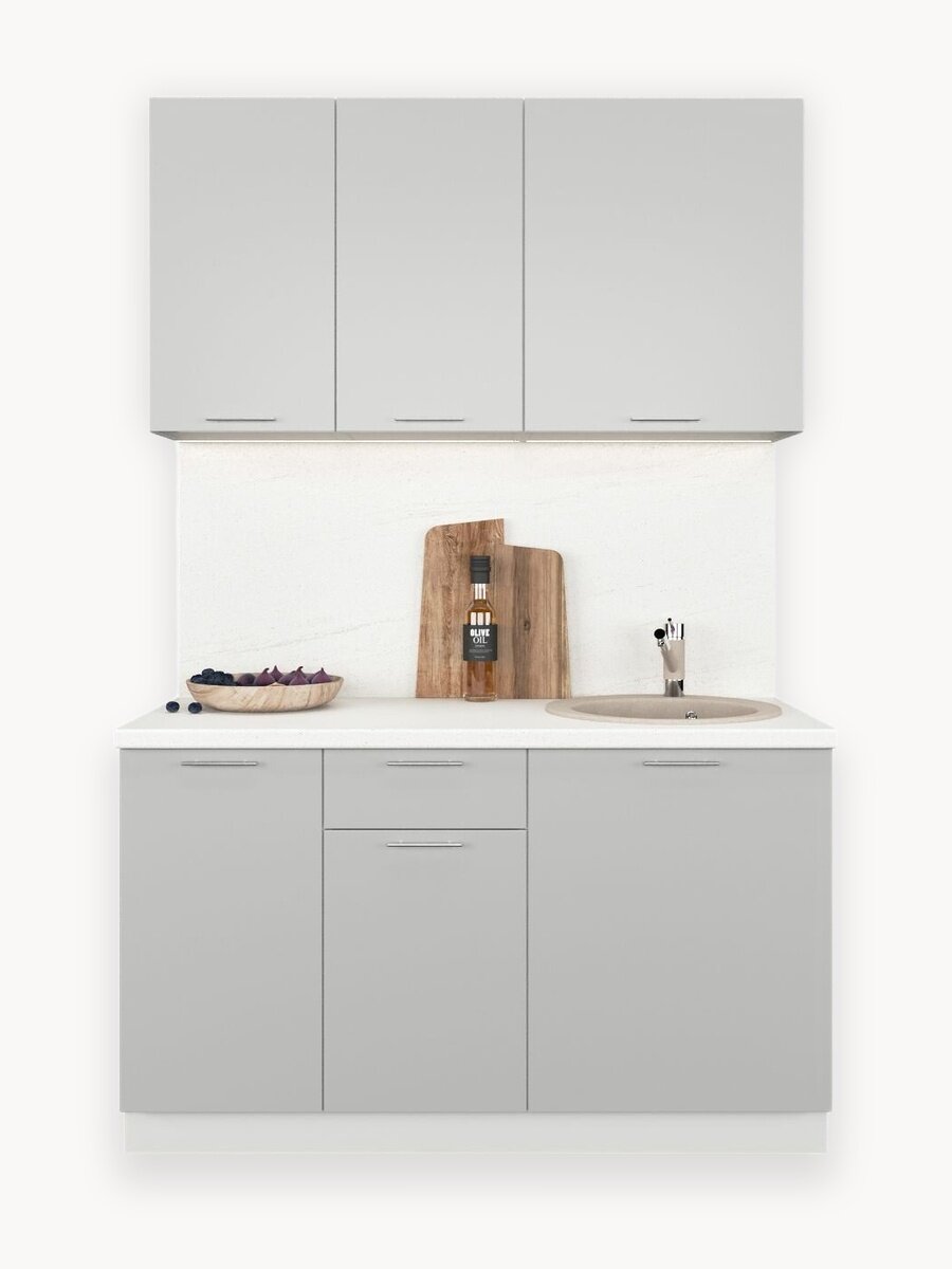 Кухонный гарнитур, 140х214х48, Валерия, серый, Сурская мебель